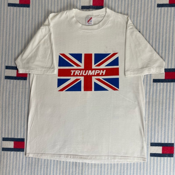 Triumph | Shirts | Vintage Triumph Motorcycles Flag Riding Short Sleeve ...